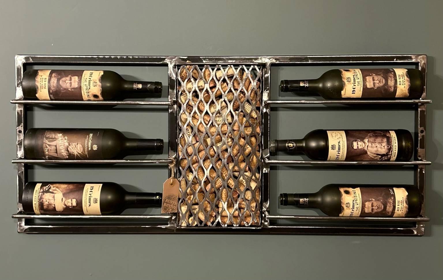 Industrial wall mounted wine bottle rack - Rustic Revive